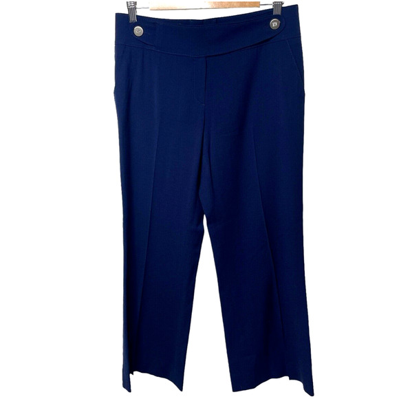Escada | Pants & Jumpsuits | Escada Wool Navy Blue Double Button Tab ...